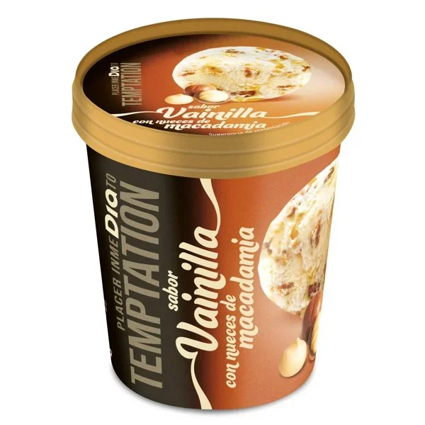 Helado de vainilla con nueces de macadamia Temptation de Dia tarrina ...