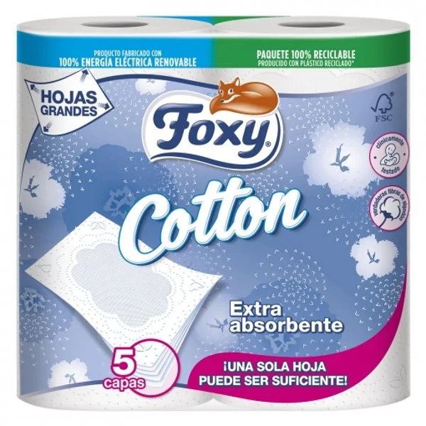 Papel higiénico 5 capas Cotton Foxy 4 rollos. - Precio, Opiniones y ...