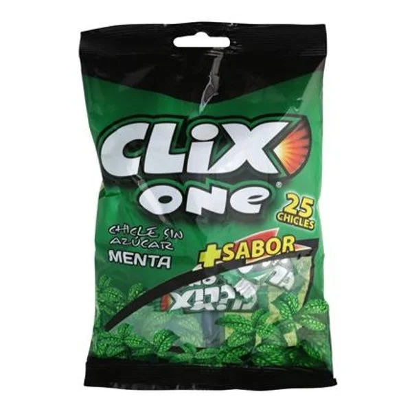 Chicle sin azúcar sabor a menta Clix One sin gluten 50 g. - Clix