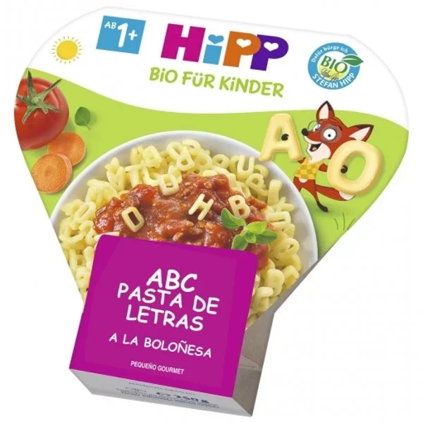 Plato ABC pasta de letras a la boloñesa desde 1 año ecológico Hipp 250 ...