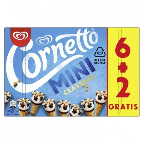 Conos con helado de nata Cornetto mini classico Frigo 6 ud. - Cornetto