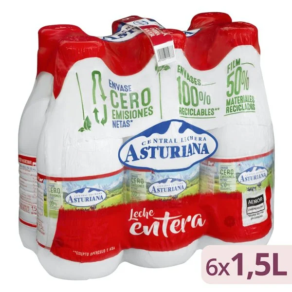 Leche entera Central Lechera Asturiana botella 6 x 1.5 l