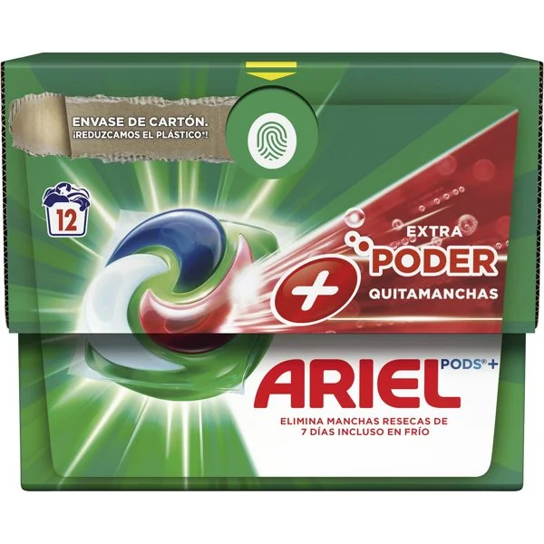 Detergente máquina todo en uno ultra oxi Ariel caja 12 lavados
