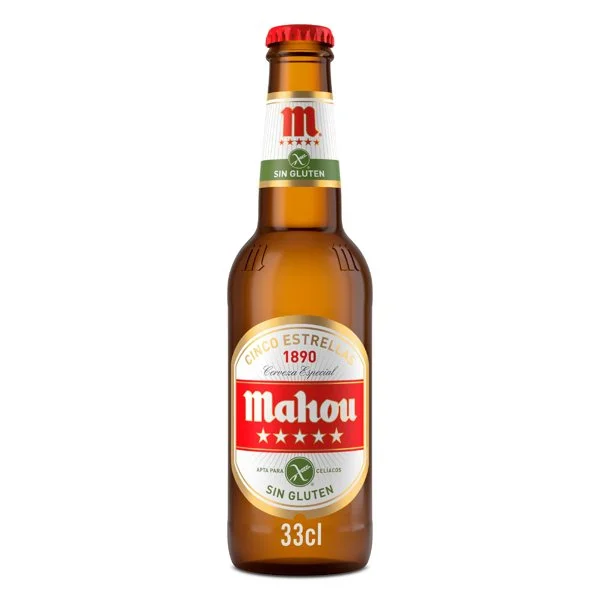 Cerveza sin gluten Mahou 5 Estrellas botella 33 cl en Dia - Precio ...