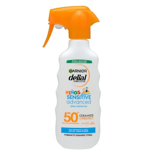 Spray protector solar SPF50+ Niños Sensitive Advanced Garnier Delial ...