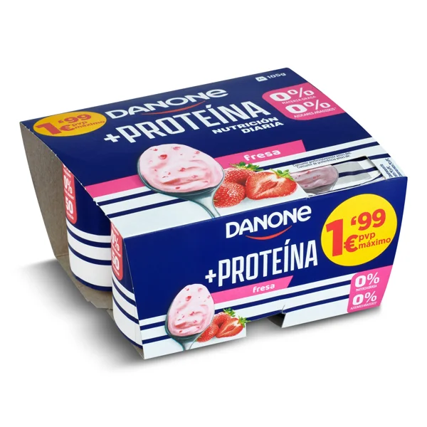 Yogur desnatado de proteínas sabor fresa Danone pack 4 x 105 g en Dia - Precio, Opiniones y ...