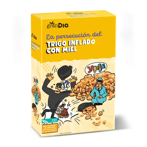 Cereales de trigo inflado con miel Gran Dia caja 500 g - Gran Dia