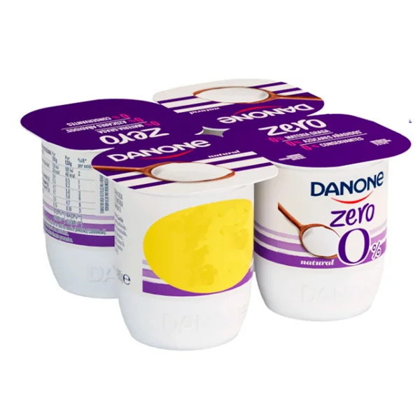 DANONE Zero 0% Yogur natural desnatado sin azúcares añadidos y sin ...