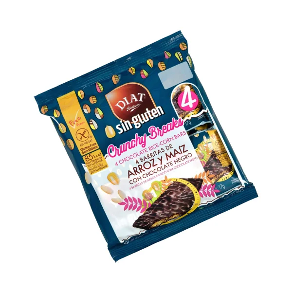 DIAT RADISSON Barritas de arroz y maíz con chocolate negro, sin gluten ...