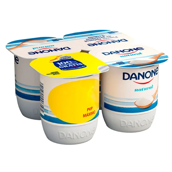 DANONE Yogur natural elaborado con leche y fermentos naturales 4 x 120 ...