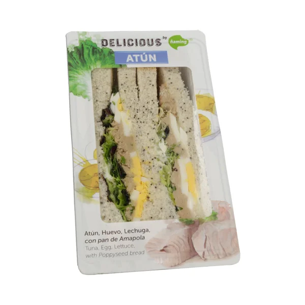 ÑAMING Sandwich de pan de molde con semillas, atún, huevo cocido y ...